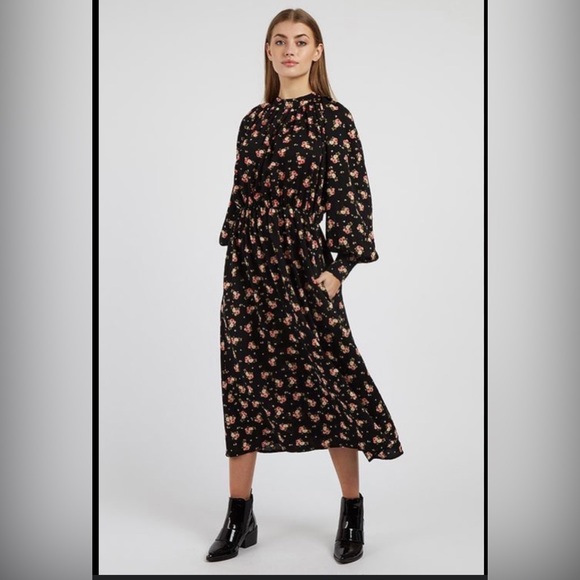 Louche | Dresses | Louche Neima Rose Cottagecore Dress Pink Roses ...